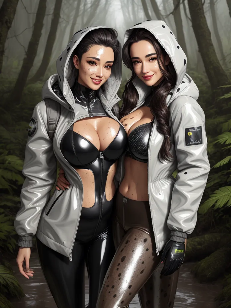 8k image: Two brazilian voluptuous mother, very wide