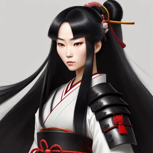 print 4k images: A beautiful samurai Japanese with long black hair