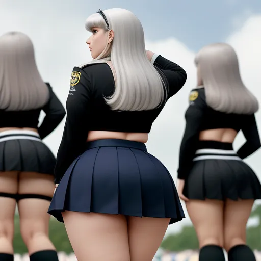 ai 2k: woman,big group, uniform, ultra big booty,