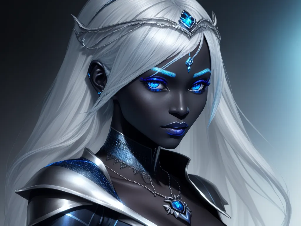 Ai Creates Image 1 Solo Female Drow Silver And Blue Clothes