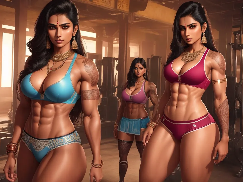 Ai Image Creator 2 Indian Women Tall Muscular Well Defined Abs