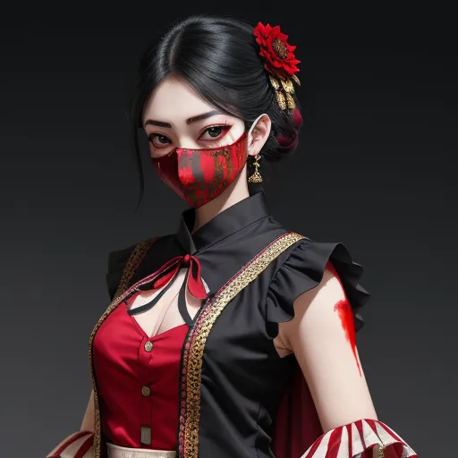 ai image tools: a woman with mask and dressed in chor with meshes