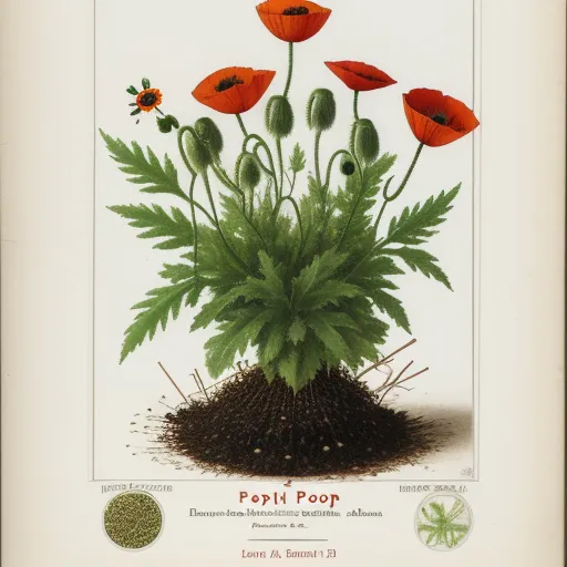 a.i. pictures: poppy, w plant, roots, stem, leaves, flower,