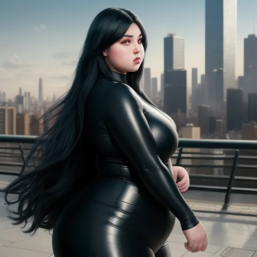 ai that create images: a very fat woman with long black hair and big