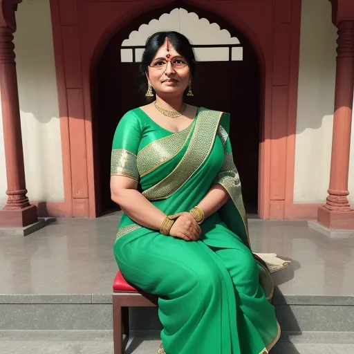 ai upscaler: Aunty sitting big pressed against plastic chari