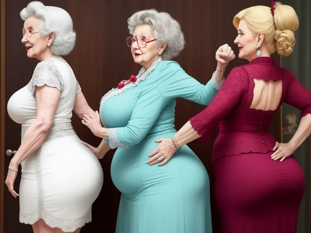 Ai Upscaler Granny Showing Her Big Booty Touching Friend