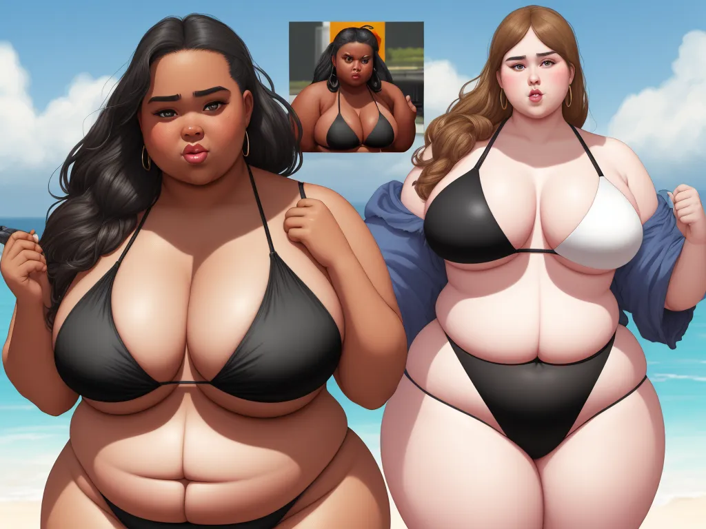 best ai for photography: Ssbbw big, big belly, obese female, very fat,