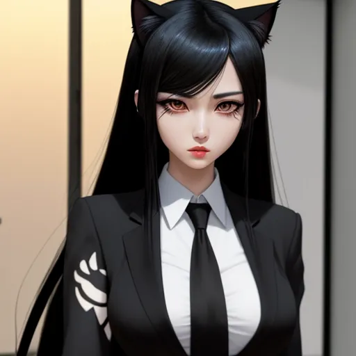Convert Image To 4k Resolution Anime Woman With Black Eyes Long Straight Black