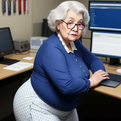 Enhance Photo Granny Showing Her Fat Big Booty And Face At Work
