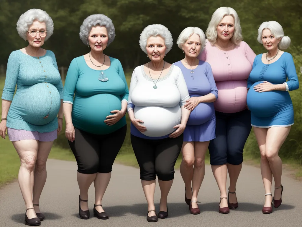Image Converter Size Group Of Pregnant Granny In Tight Mini Skirt