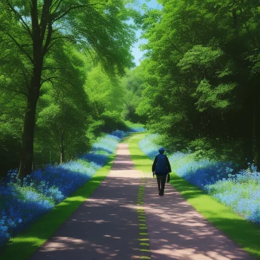 high quality image: two people who walk side by side along a path and