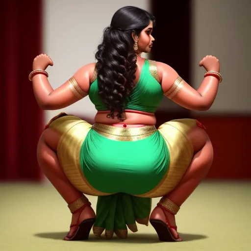 Ai Creates Image Huge Ass Young Indian Woman Doing Squats In Saree
