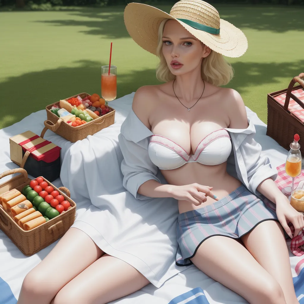 image to text conversion: Helen Flanagan age 45, sat on a blanket having a