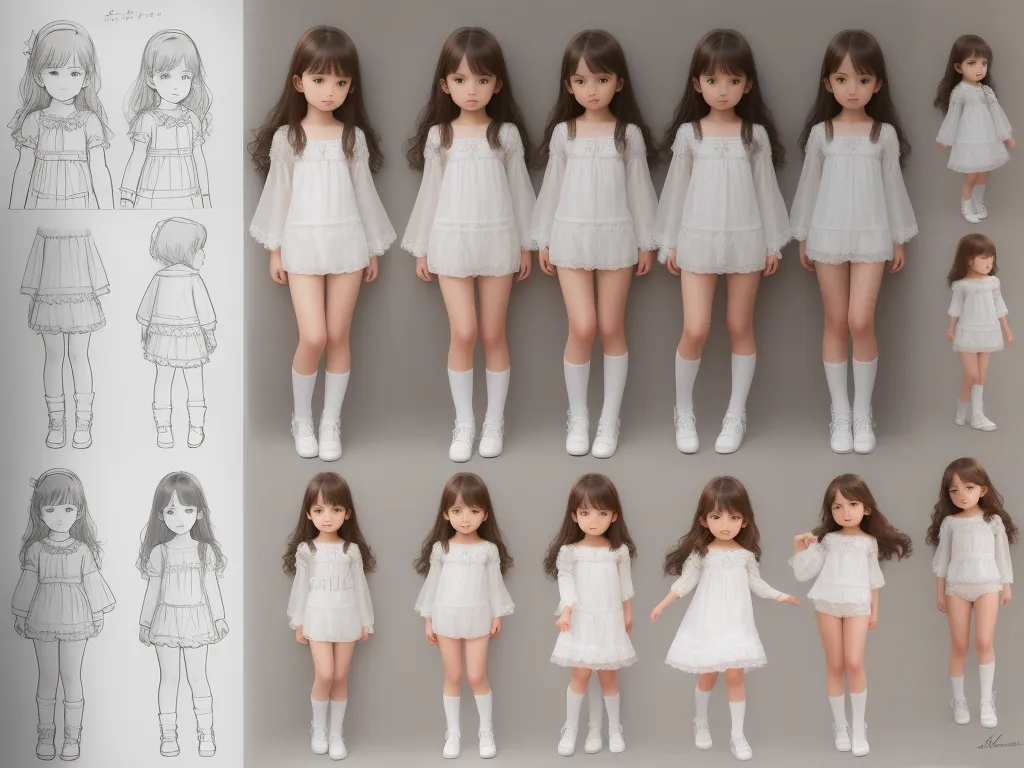 hi-res images: model sheet, children, girl,