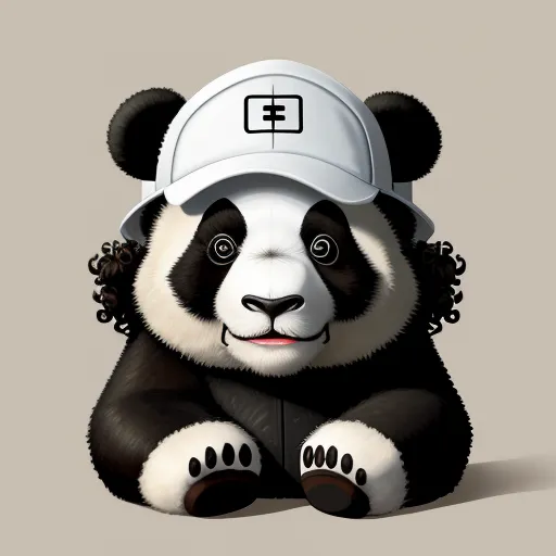 picture size conversion: panda with curly hair wearing engineering cap