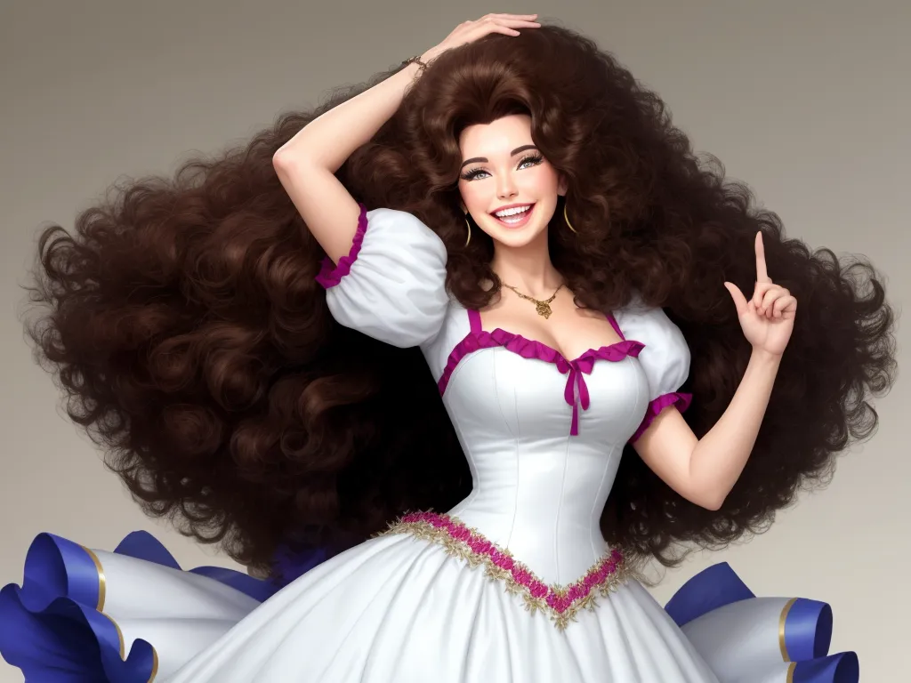 Convert To Image Realistic Girl Big Hair Brunette Big Boobs Smile