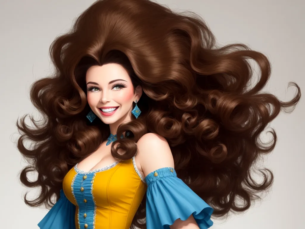 Ai Image To Image Realistic Girl Big Hair Brunette Big Boobs Smile