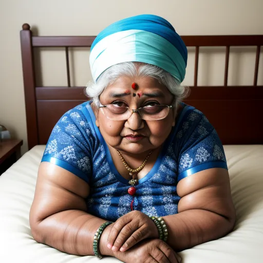 Redraw Ai Four Chubby Indian Granny With Big Lying In Bed