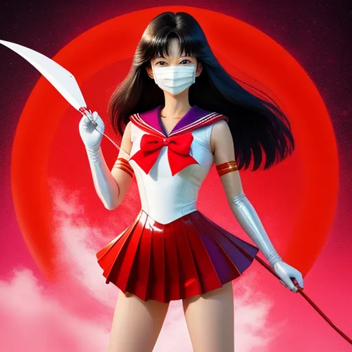 high-resolution image: Sailor Mars, Latex, Full latex mask without a
