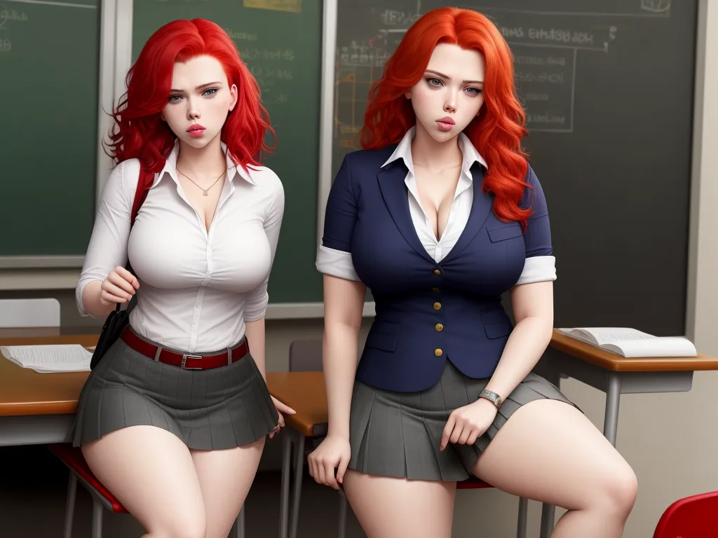 free highres images: Scarlett Johansson, red hair, schoolgirl, thick,