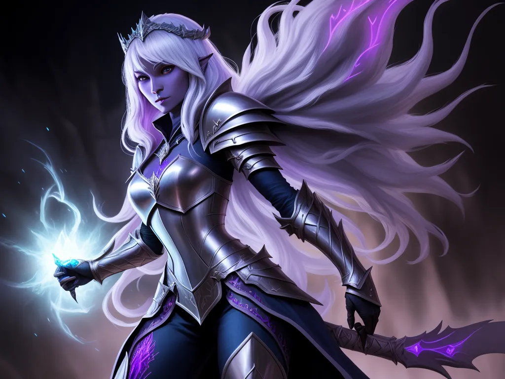 photo 1080p: solo female drow knight in platinum draconic photo 1080p: solo female drow knight in platinum draconic