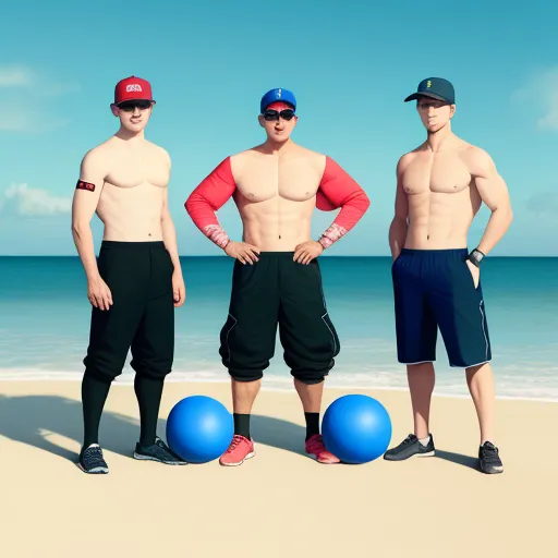 photo converter: three men standing on a beach with a two