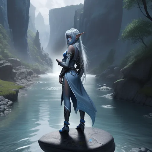 turn an image into high resolution: only 1 female drow elf alone, full ...