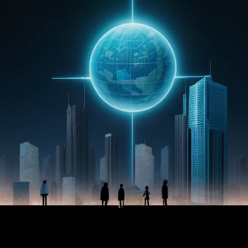 turn image 4k: buildings to the futuristic background and three