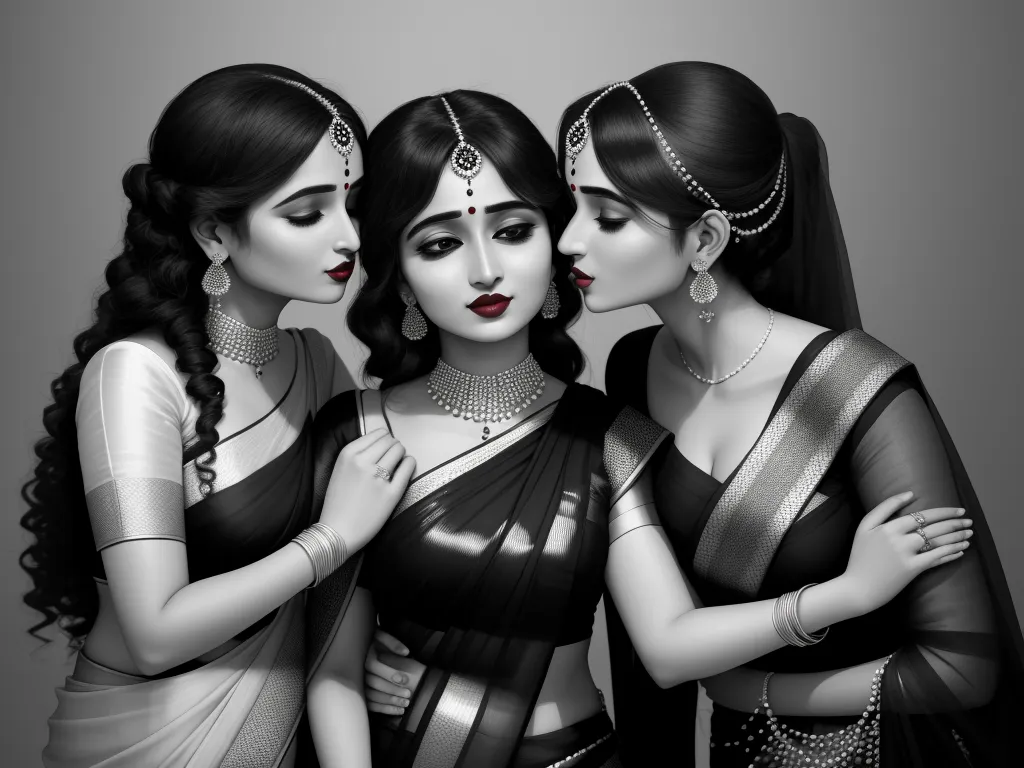 Image Enhancer Two Girls Kissing Each Other Wearing Black And
