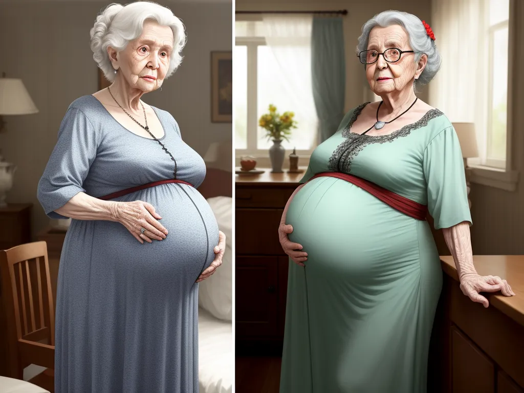 Upload 2k Image Heavily Maternity Belly Elderly Grandmother