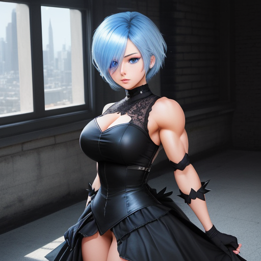 best ai image generator: 2B Nier as 18 year old girl, hourglass figure,