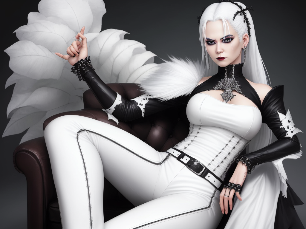 टेक्स्ट से एआई आर्ट जेनरेटर A Busty Gothic Woman With White Hair In