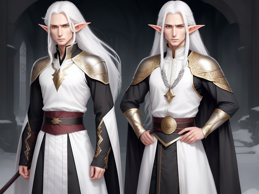 fix low resolution photos: a man, a older male elf, dark eyes, pale skine,