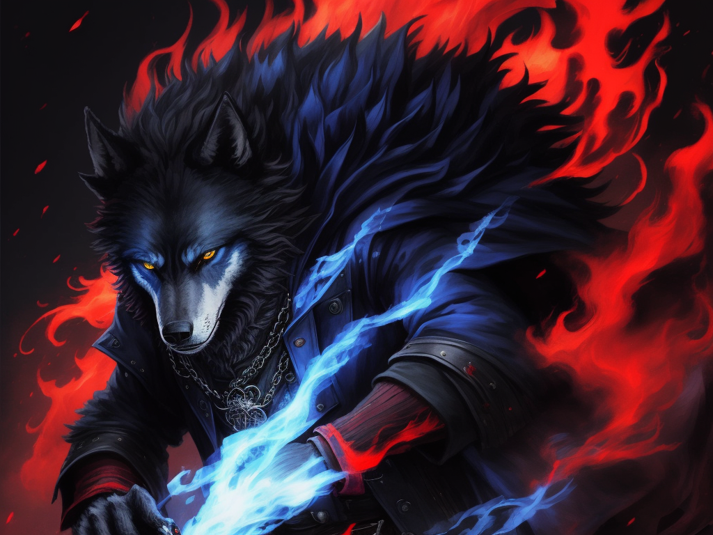 High resolution image converter: Black werewolf wearing a big blue coat ...