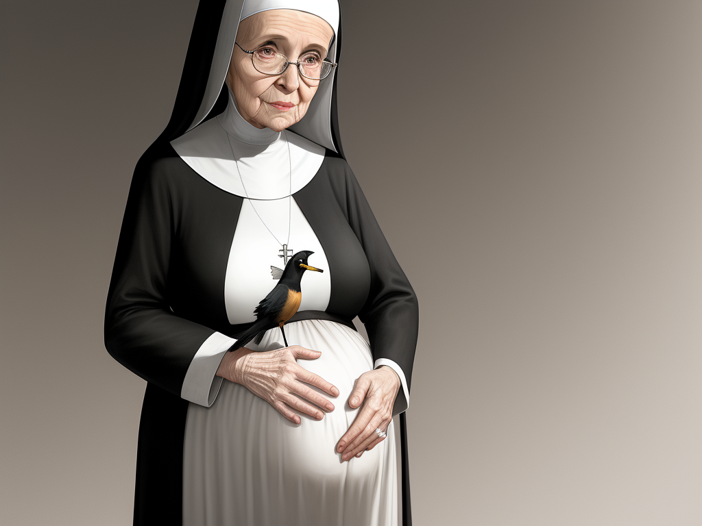 Convert Picture Heavily Maternity Belly Elderly Nun Very Skinny