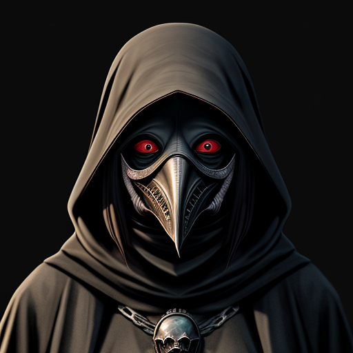 high-res image: female plague doctor, wearing plague doctor mask