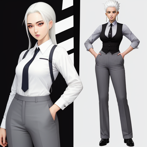Generator Seni Ai Dari Teks Hot Anime Girl Big Ass White Hair Slacks Gray Img