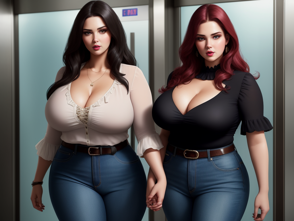 Ai Photo Manipulation Hot Curvy Bbw Woman In Elevator With Big Boobs