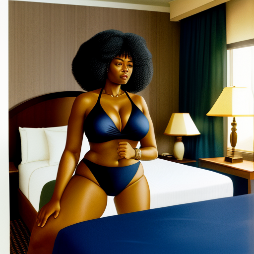 Ai Image Upscaler Hotel Room Very Big Bed Well Chested Black