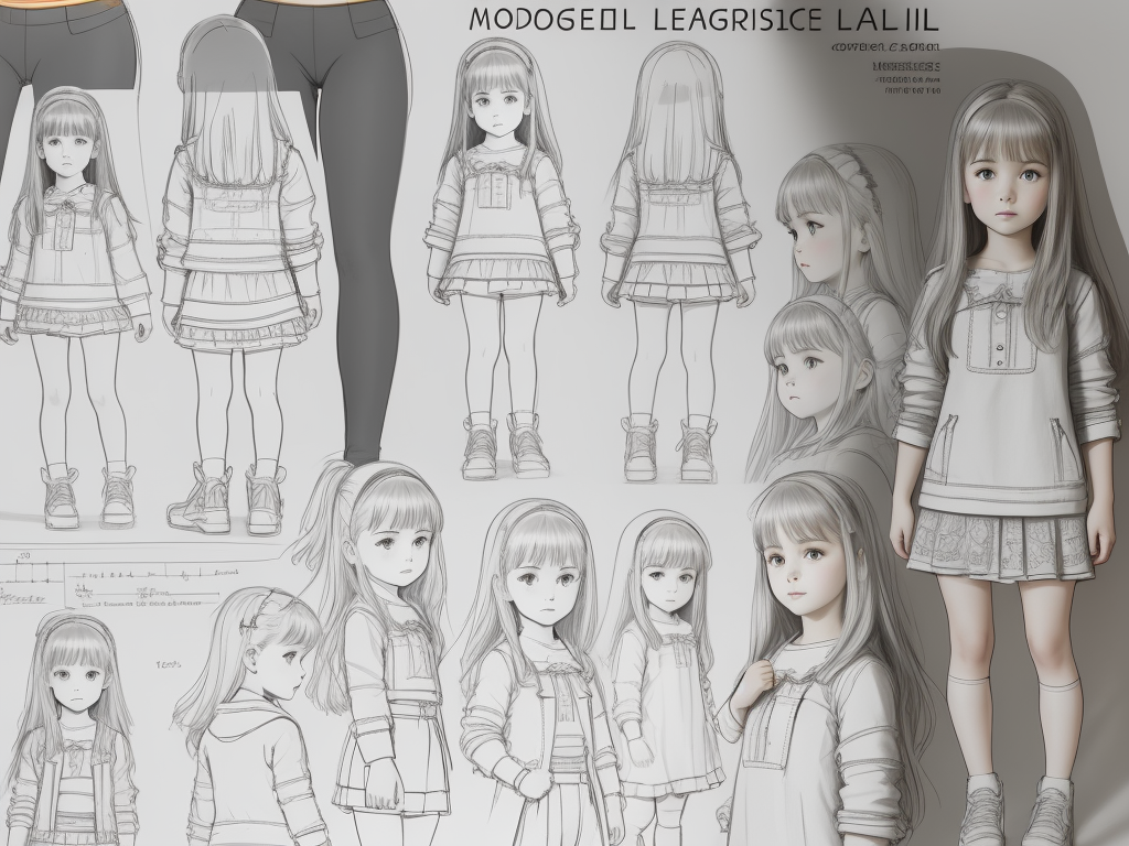 ai high resolution: model sheet, children, girl, child,leggings