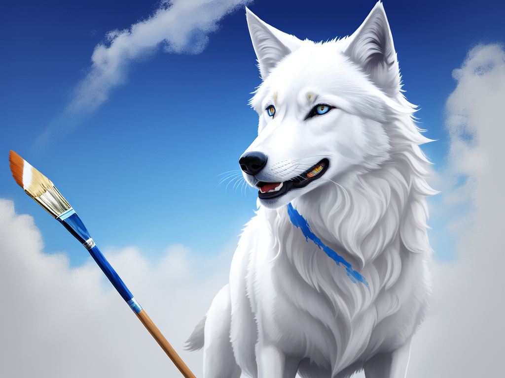 White Wolf Hybrid With Blue Eyes