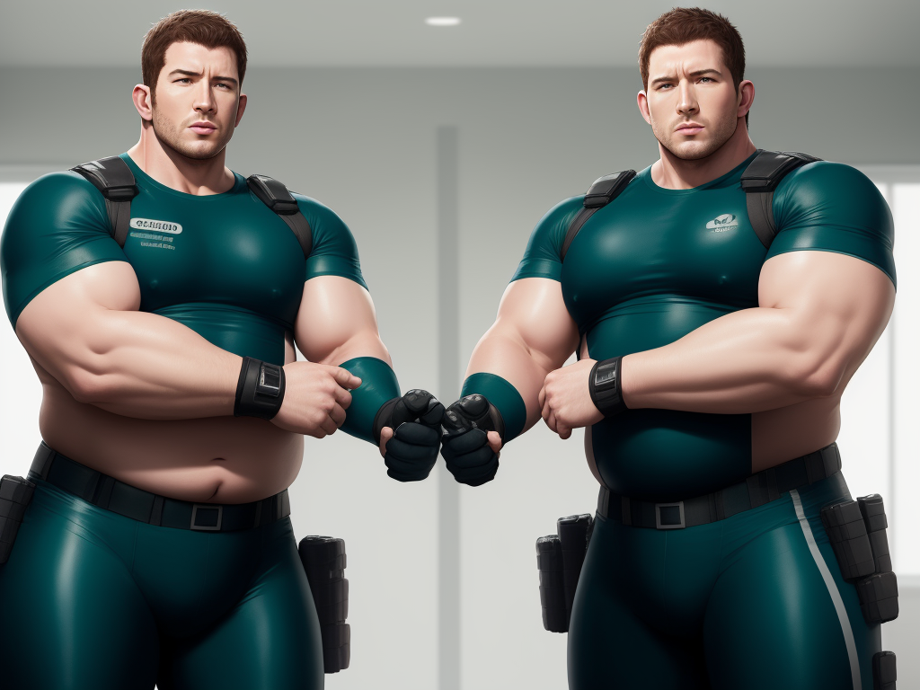 Ai Created Image Two Dadbod Chris Redfield In Tight Suite With