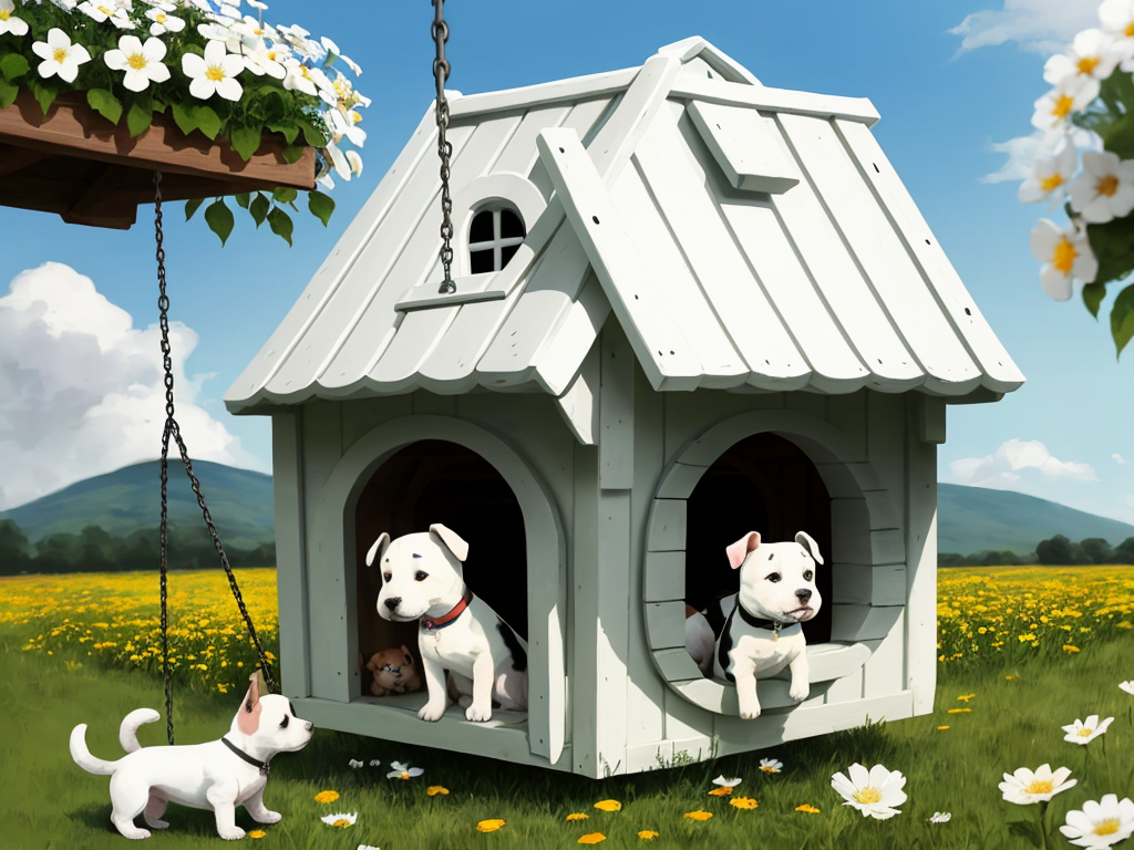 टेक्स्ट से एआई आर्ट जेनरेटर Two Puppies Is White With A Black Knobby