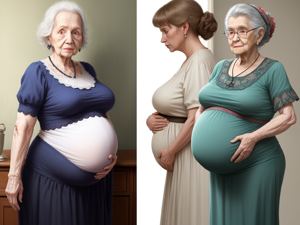 Upscaler Heavily Maternity Belly Elderly Grandmother