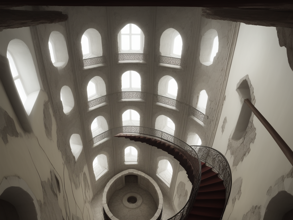 free 300dpi images: view in center 5000 foot tower, spiral stair only